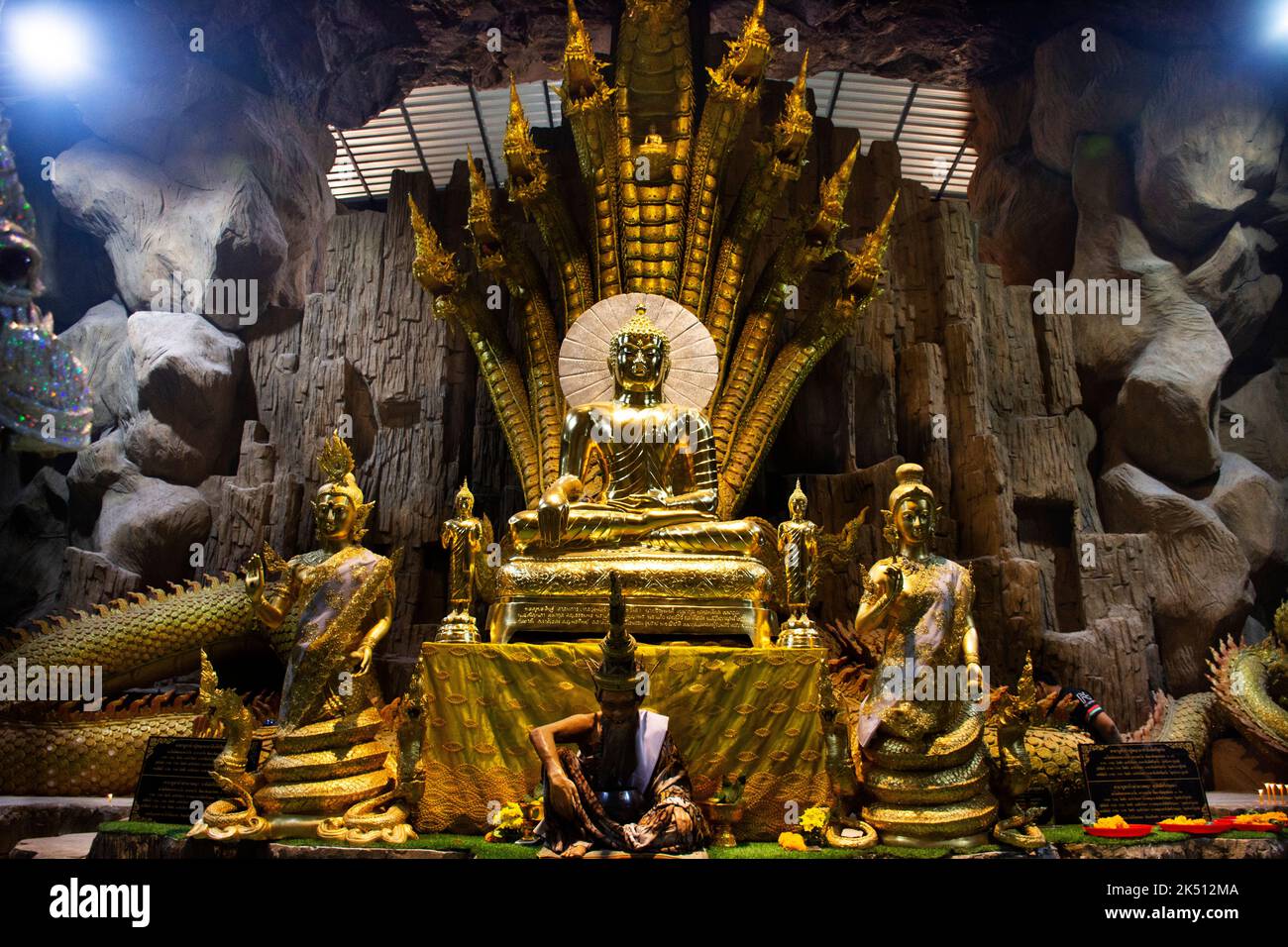 ฺีBuddha naga prok attitude statue with naka and hermit statue for thai ...