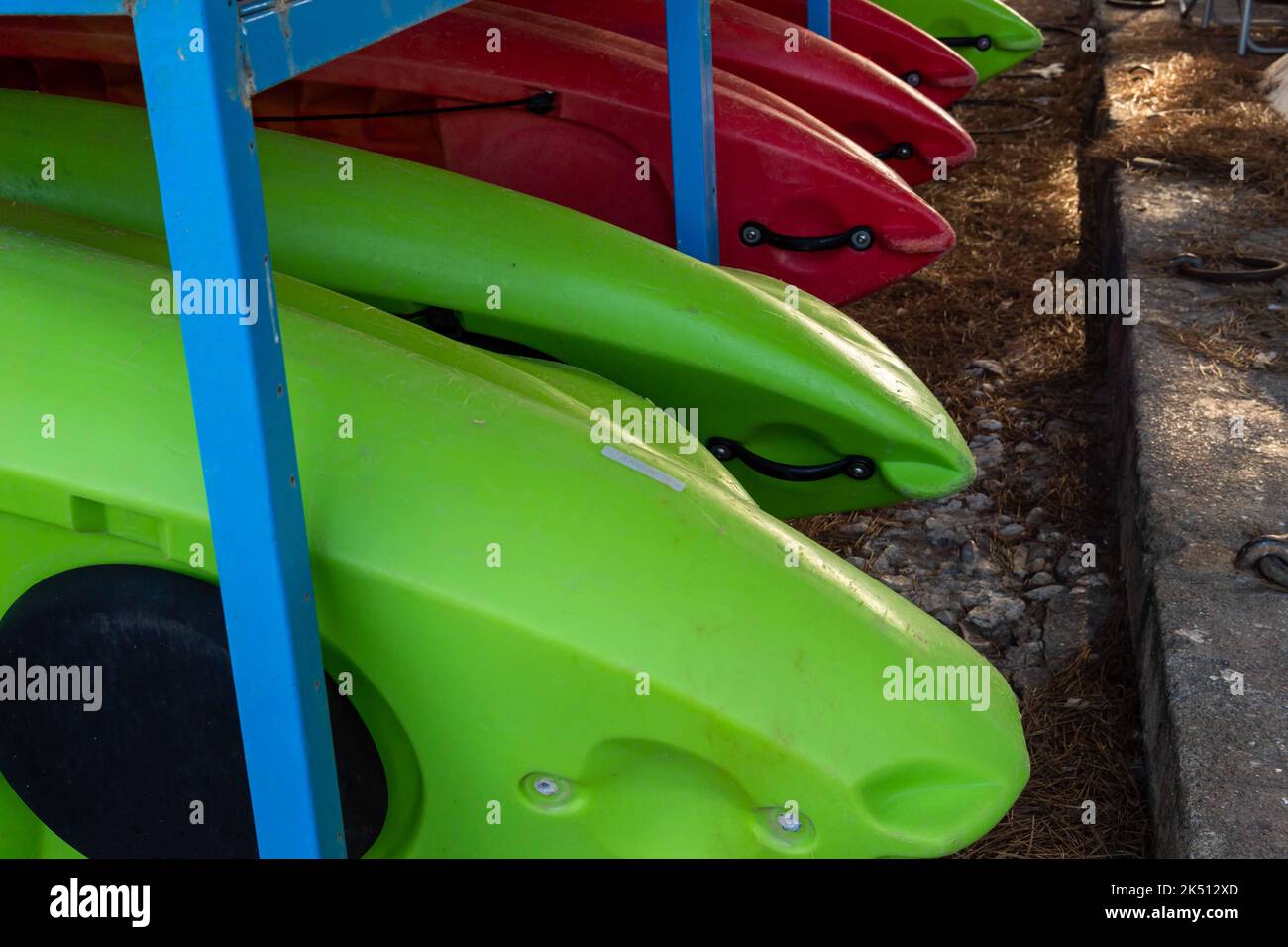 Close-up of canoes on a beach in the Mallorcan town of Portocolom ...