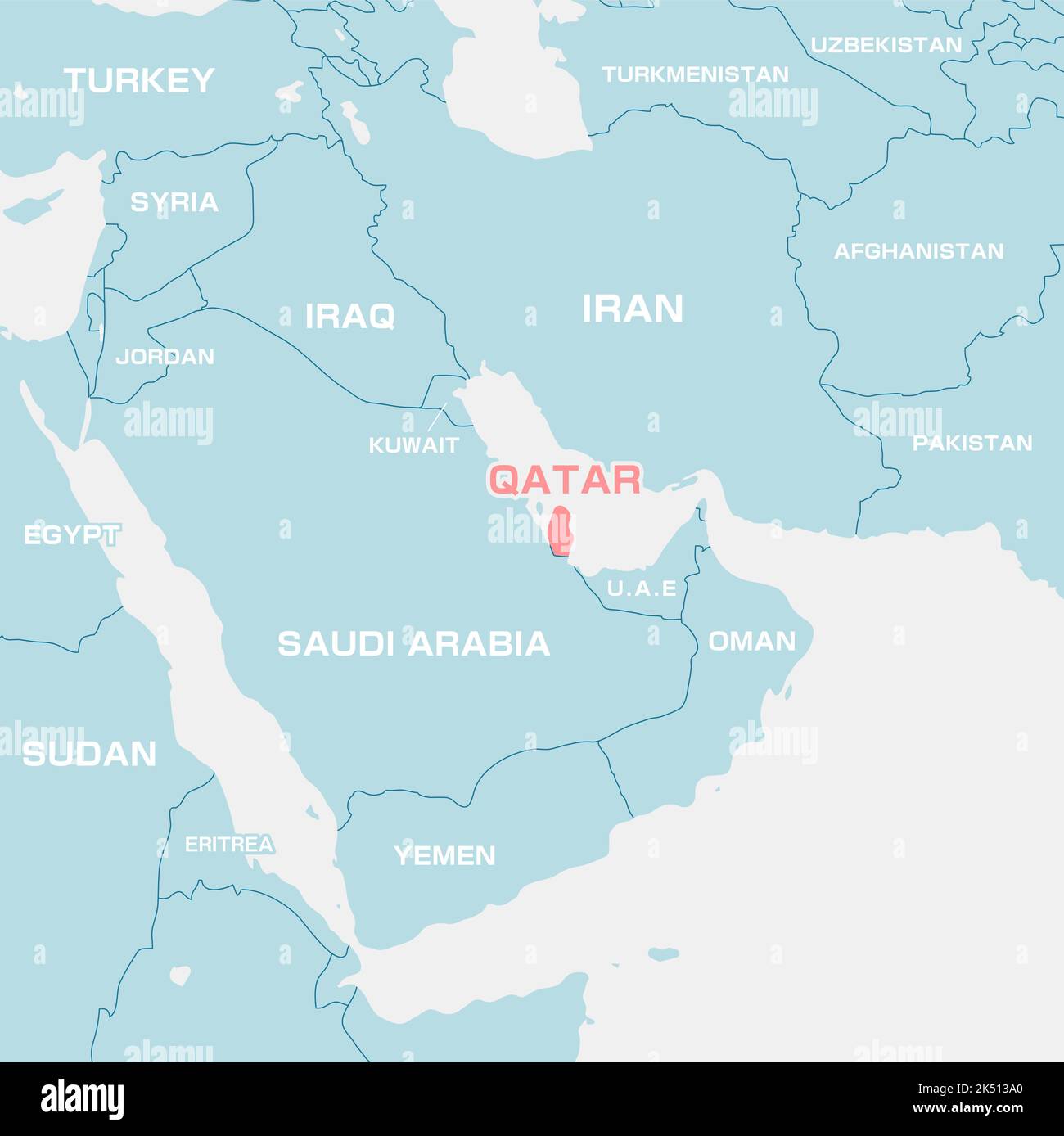 A map illustration of the Middle East with a focus on Qatar Stock ...