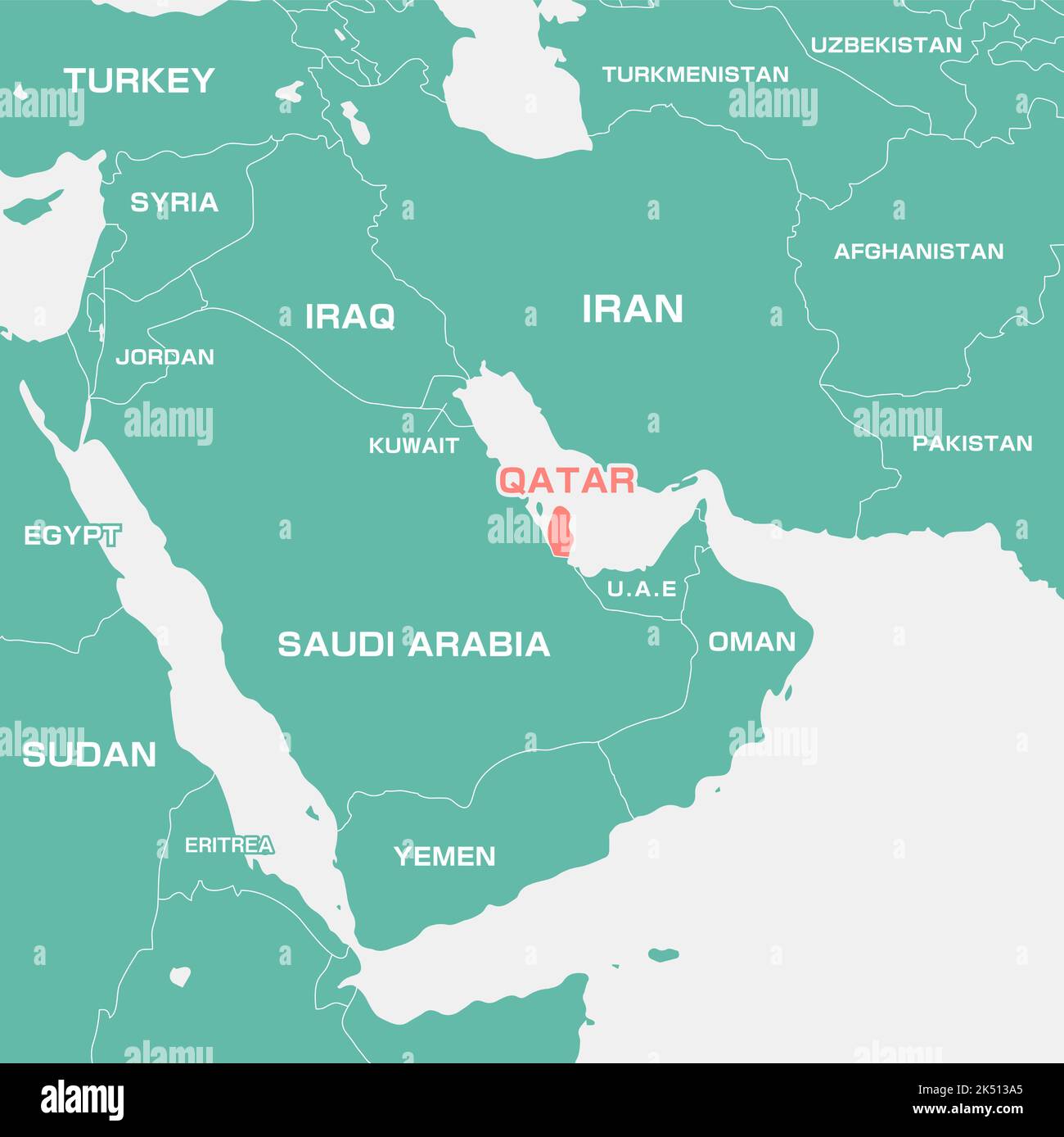 A map illustration of the Middle East with a focus on Qatar Stock ...
