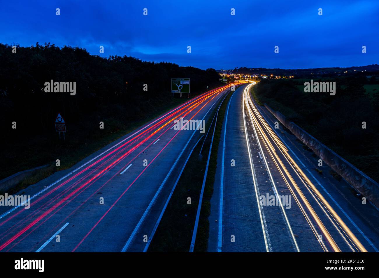 Light Trails; A30; Penzance; Cornwall; UK; summer Stock Photo - Alamy