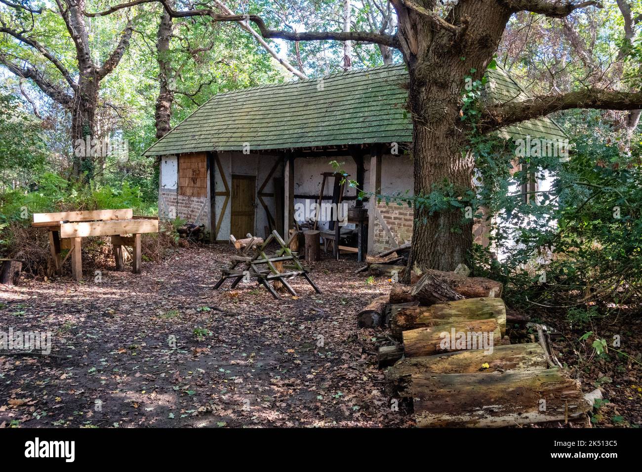 Traditional English village buildings from 1642 in the historical ...