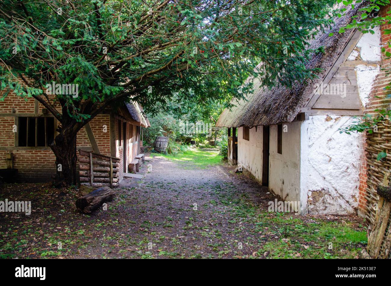 Traditional buildings in Little Woodham, a recreated medieval village ...