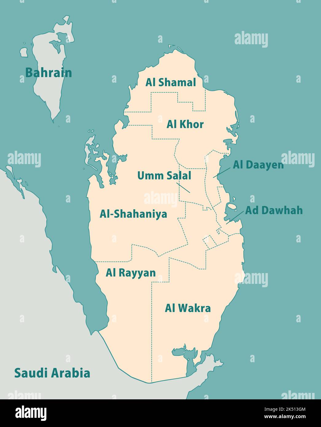 Qatar administrative divisions map illustration Stock Vector Image ...