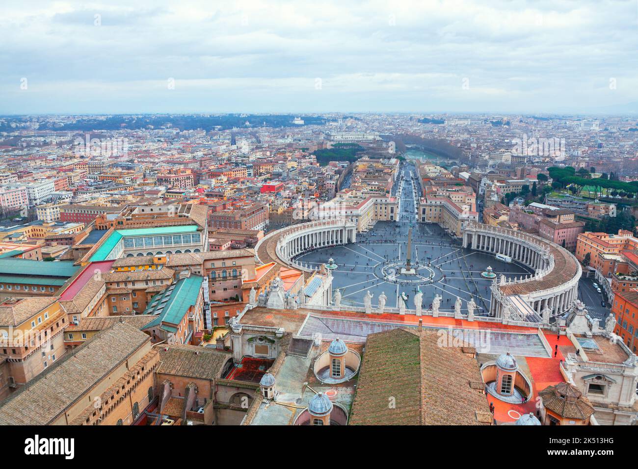 Vatican Saint Peter's Square aerial view . Famous square and rooftops ...