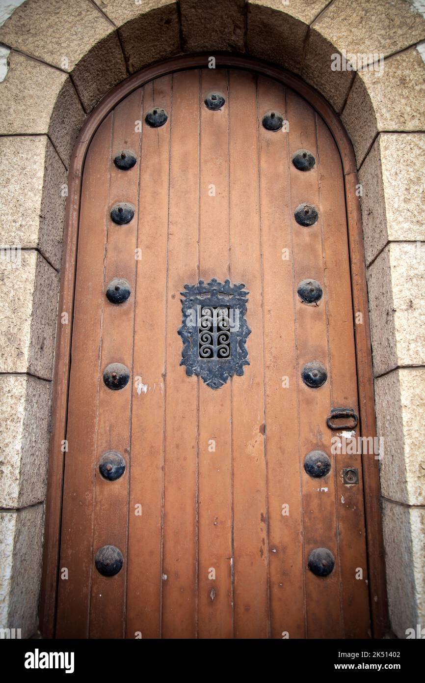Old Wooden Door with Peep Window Stock Photo - Alamy