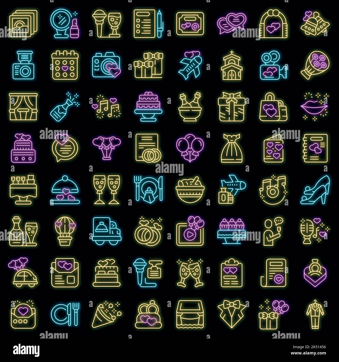 Wedding service icons set outline vector. Party catering. Service cake ...