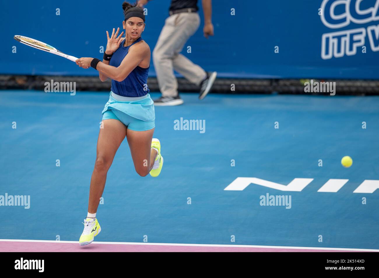 HUA HIN, THAILAND - OCTOBER 5: Sowjanya Bavisetti from India during the first round against ...