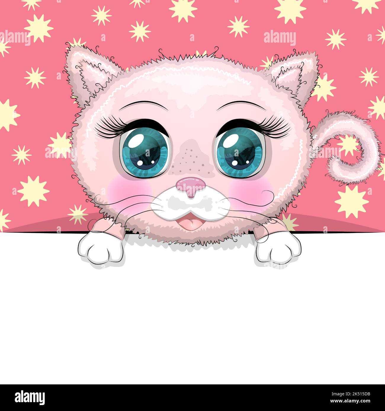 Greeting card cute cartoon animal holding a poster with place for text ...