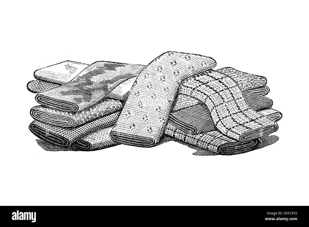 Fabric Rolls - 1910s Vintage illustration Stock Photo - Alamy