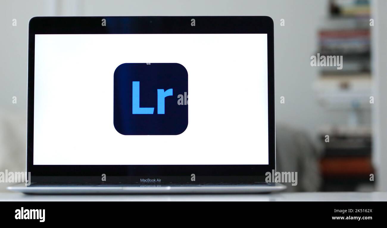 The logo of Lightroom, an Adobe-produced photo editing program, on a ...