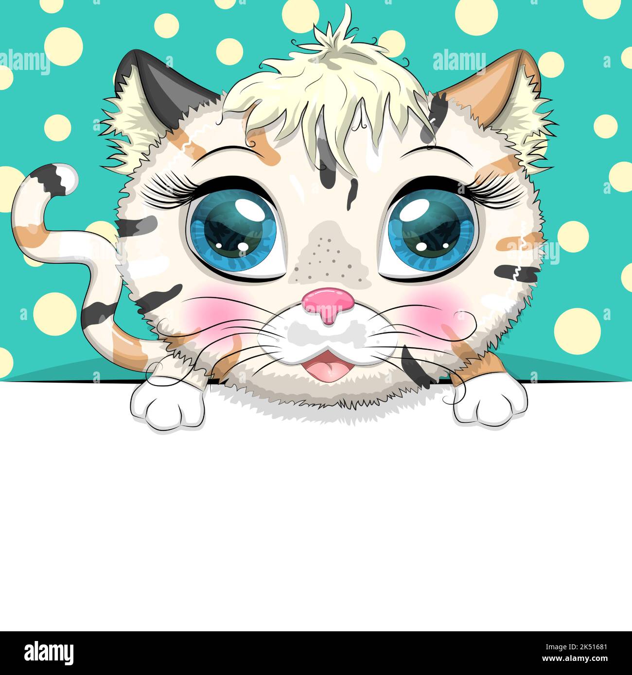 Greeting card cute cartoon animal holding a poster with place for text ...