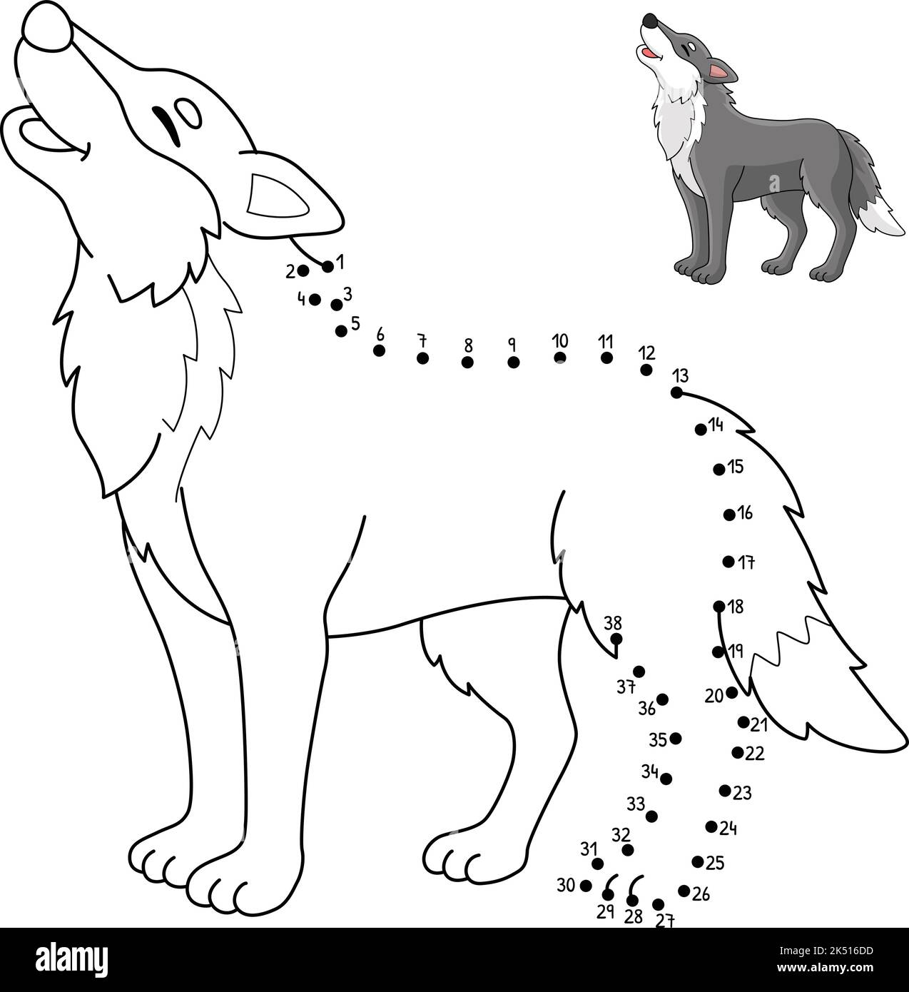 Dot to Dot Wolf Isolated Coloring Page Stock Vector Image & Art - Alamy