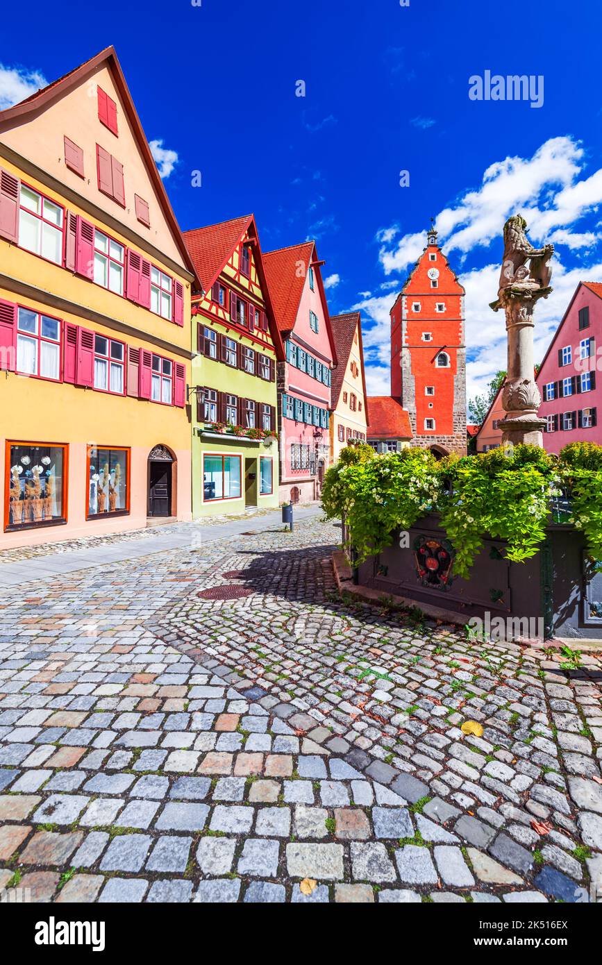 Dinkelsbuhl, Germany. Beautiful small town with traditional colorful ...
