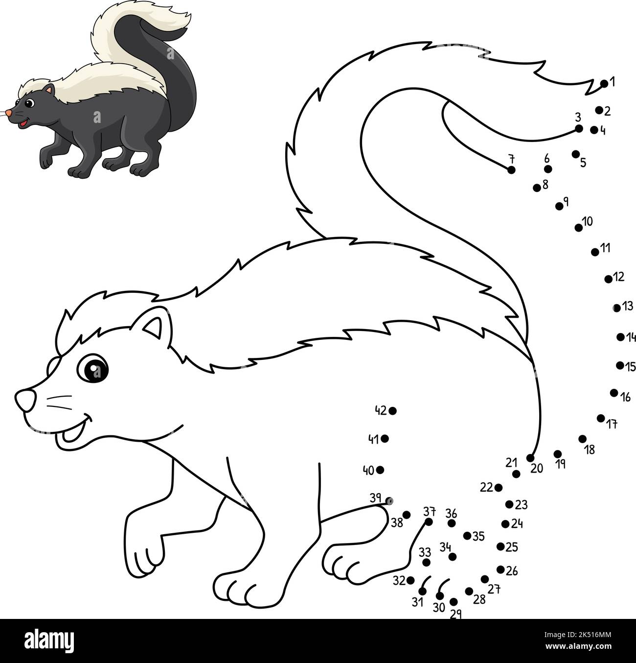 Dot to Dot Skunk Animal Isolated Coloring Page Stock Vector Image & Art - Alamy