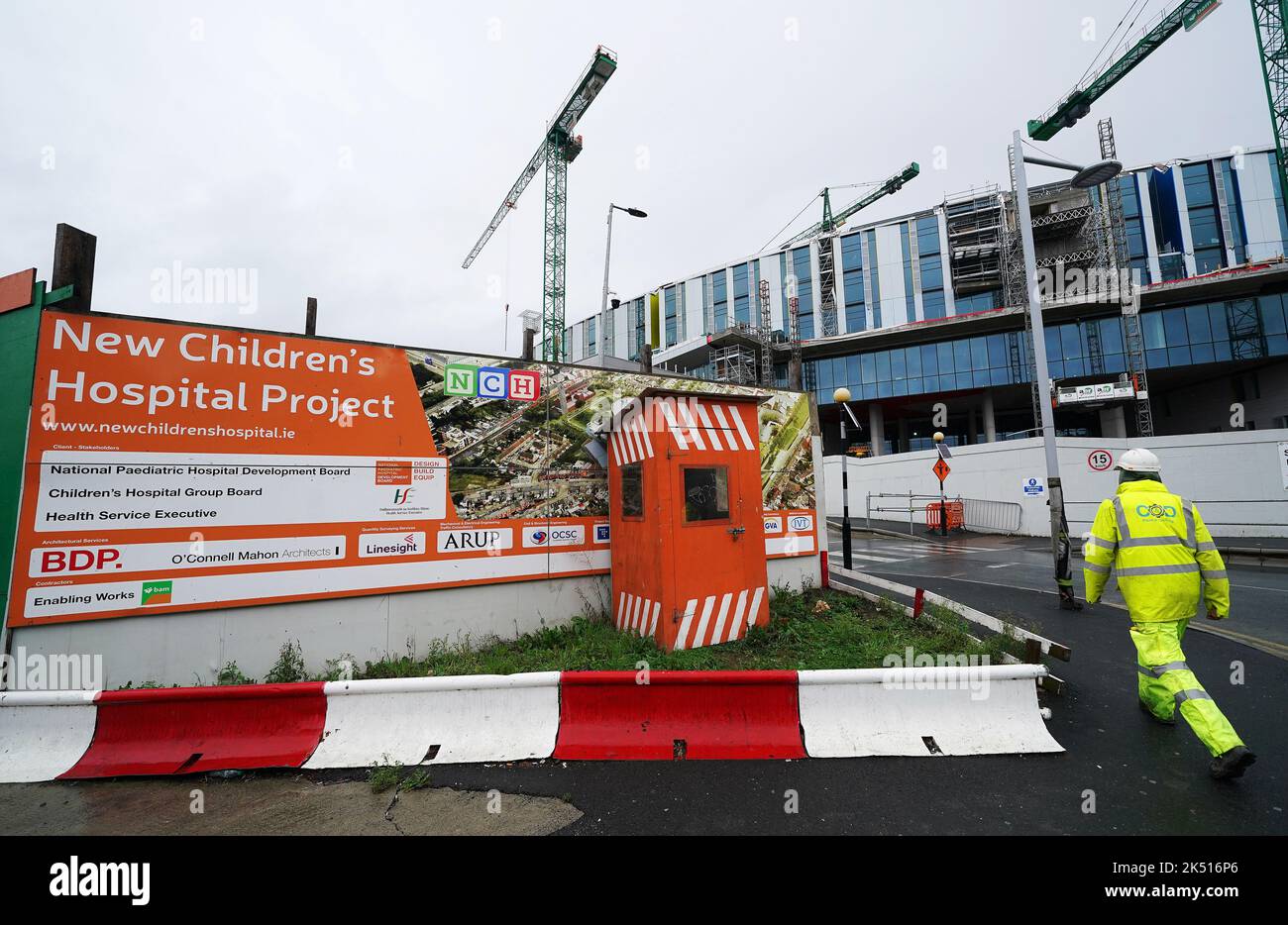 A construction worker at the construction site of the new National ...