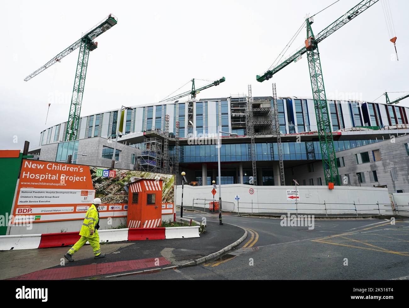 A construction worker at the construction site of the new National ...