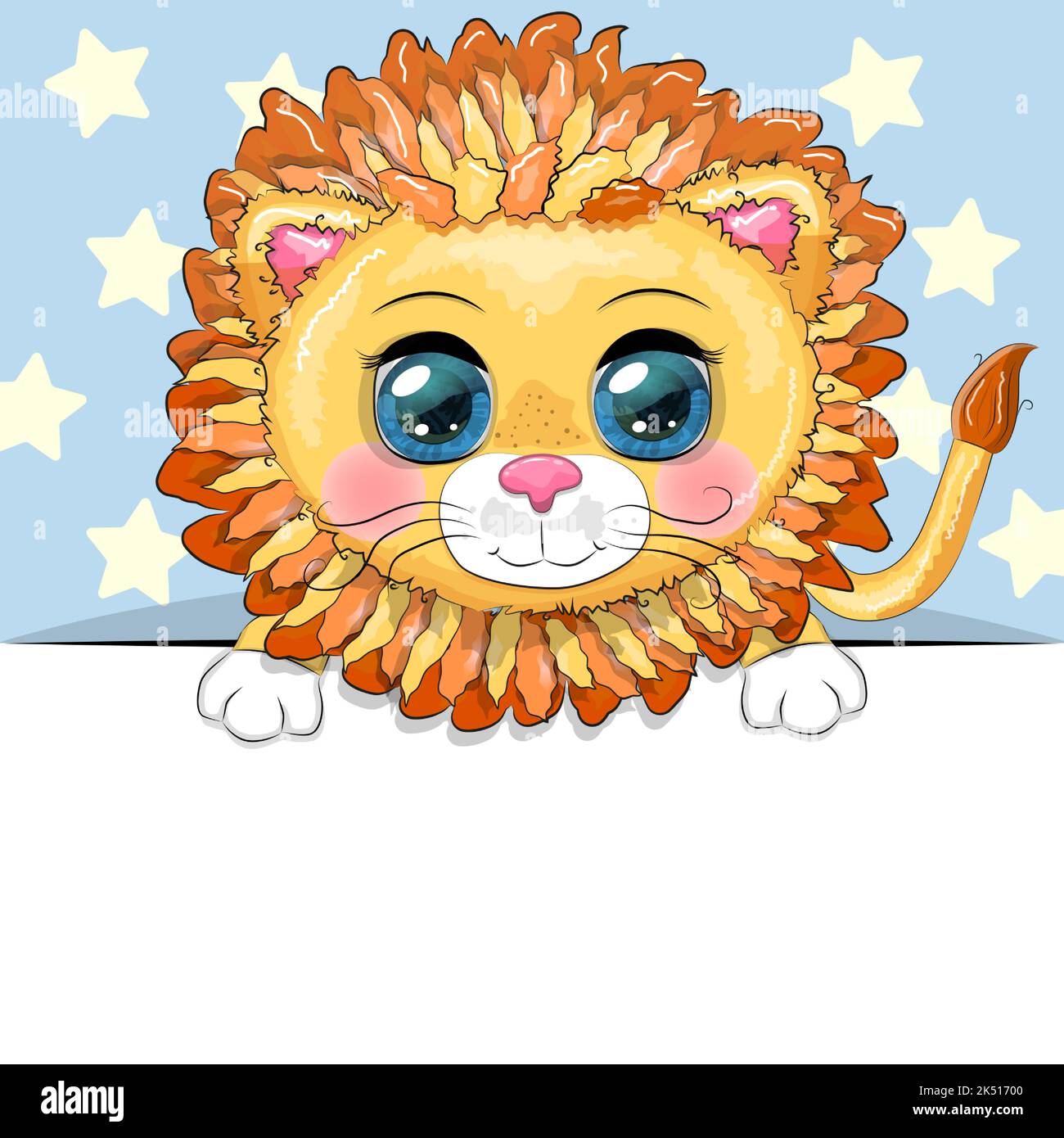 Greeting card cute cartoon animal holding a poster with place for text ...
