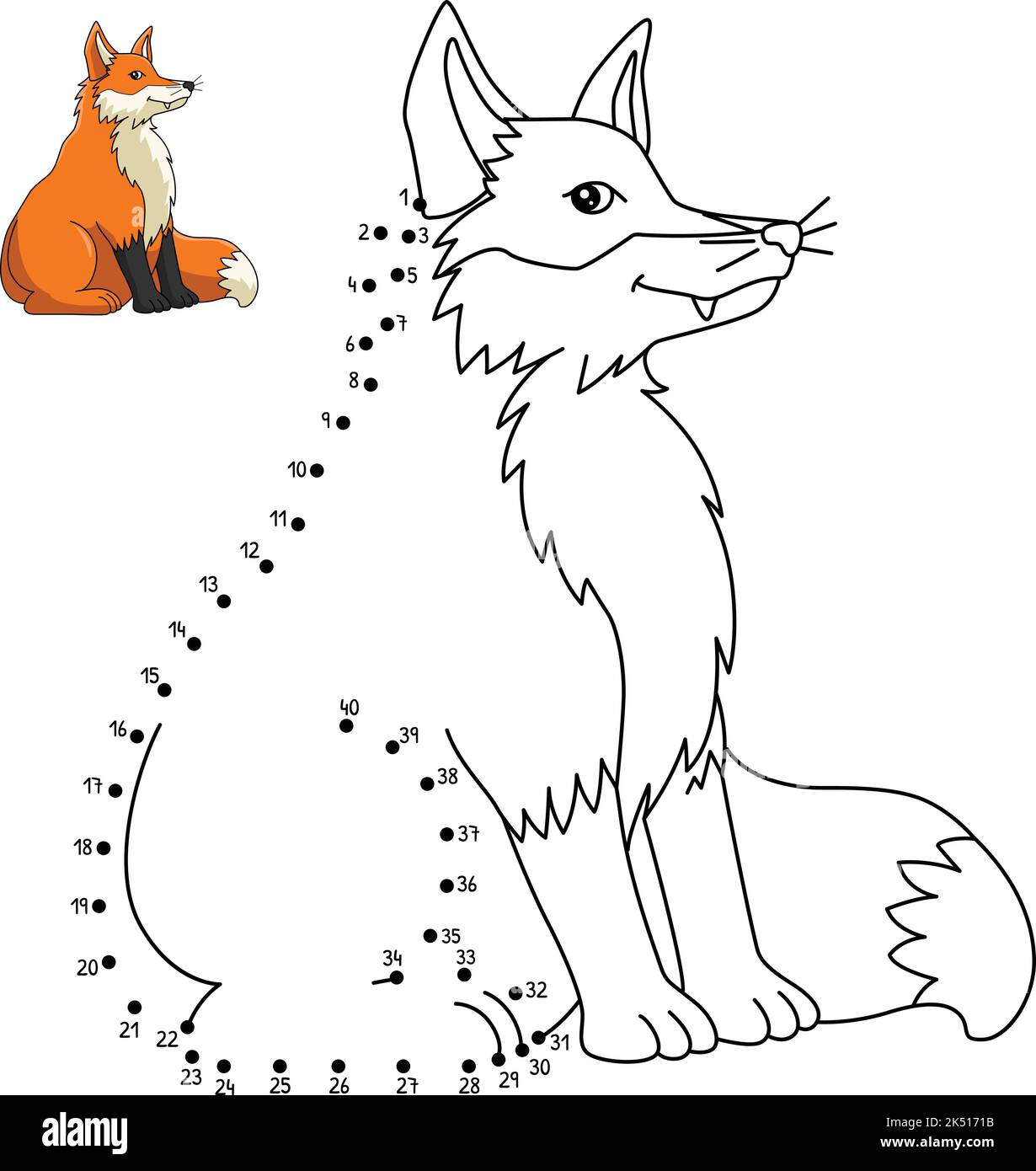 Dot to Dot Fox Isolated Coloring Page for Kids Stock Vector Image & Art ...