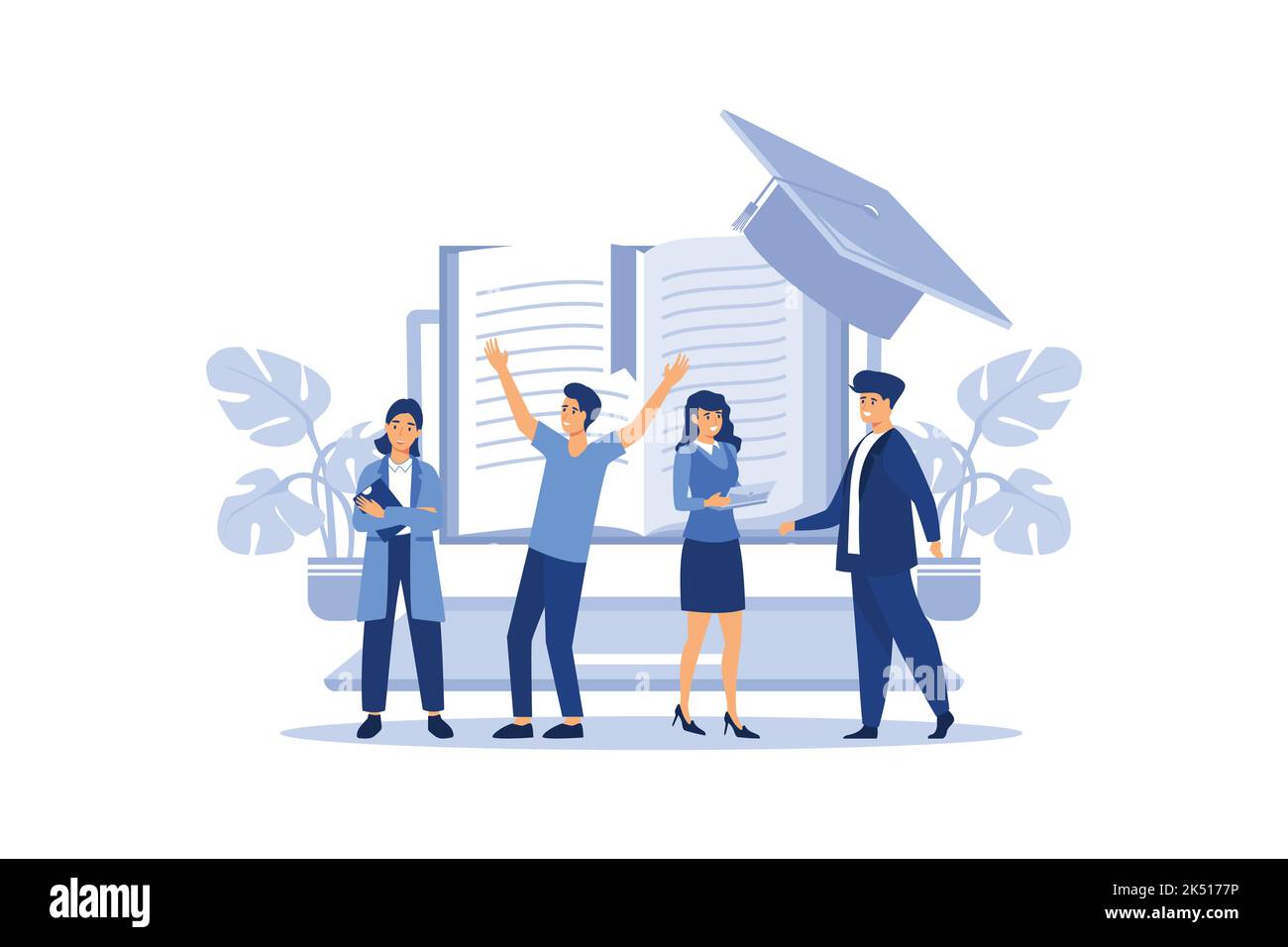 Graduate people celebrate vector illustration. graduate student ...