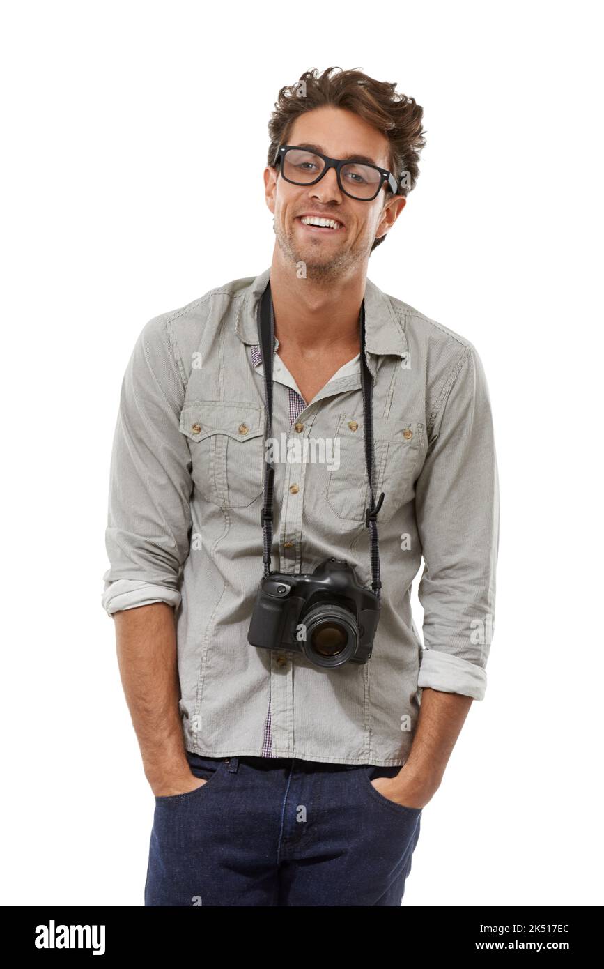 Hes an inspiring young photographer. Portrait of a handsome young ...