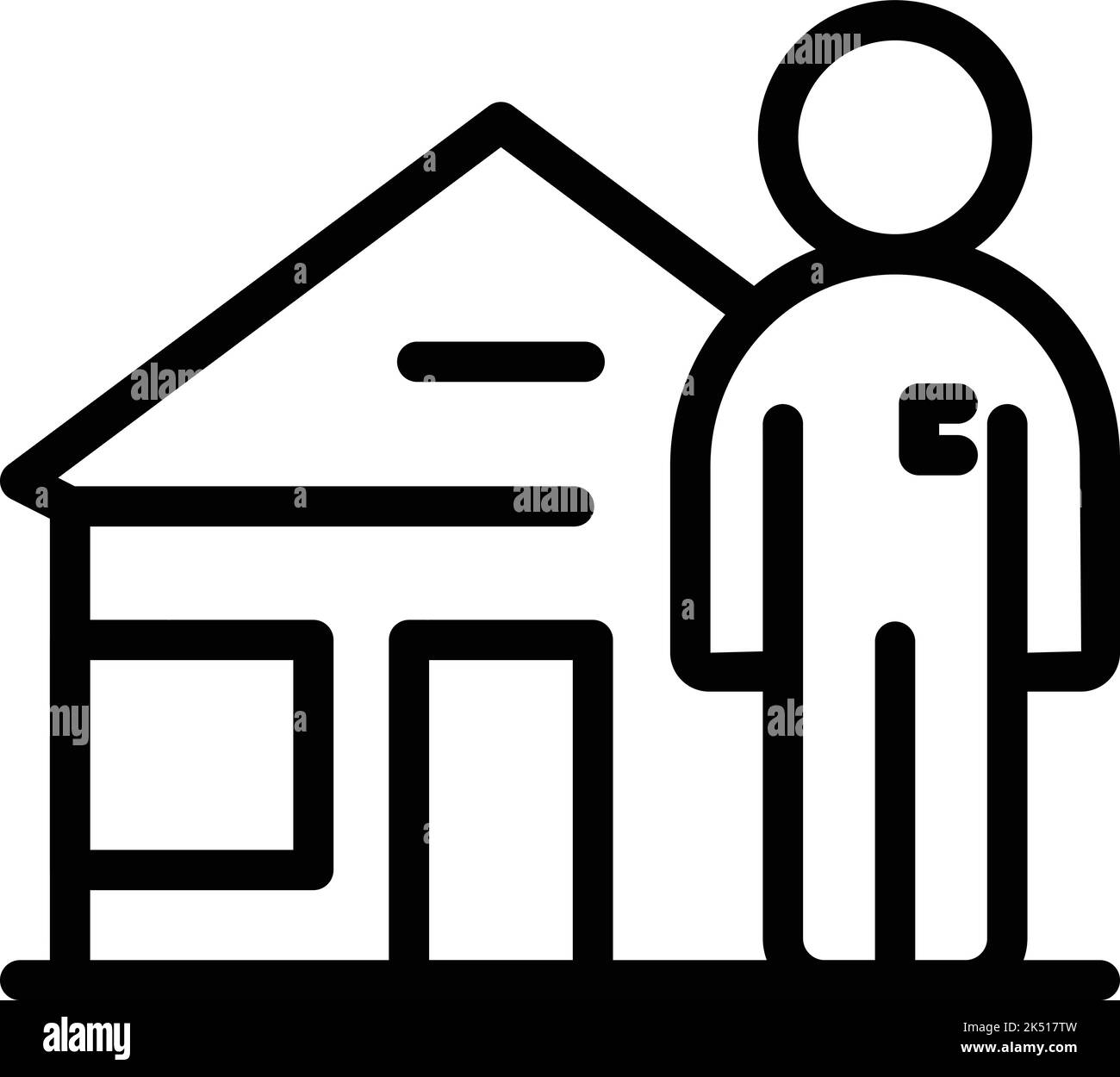 Protect man house icon outline vector. Home people. Social city Stock ...