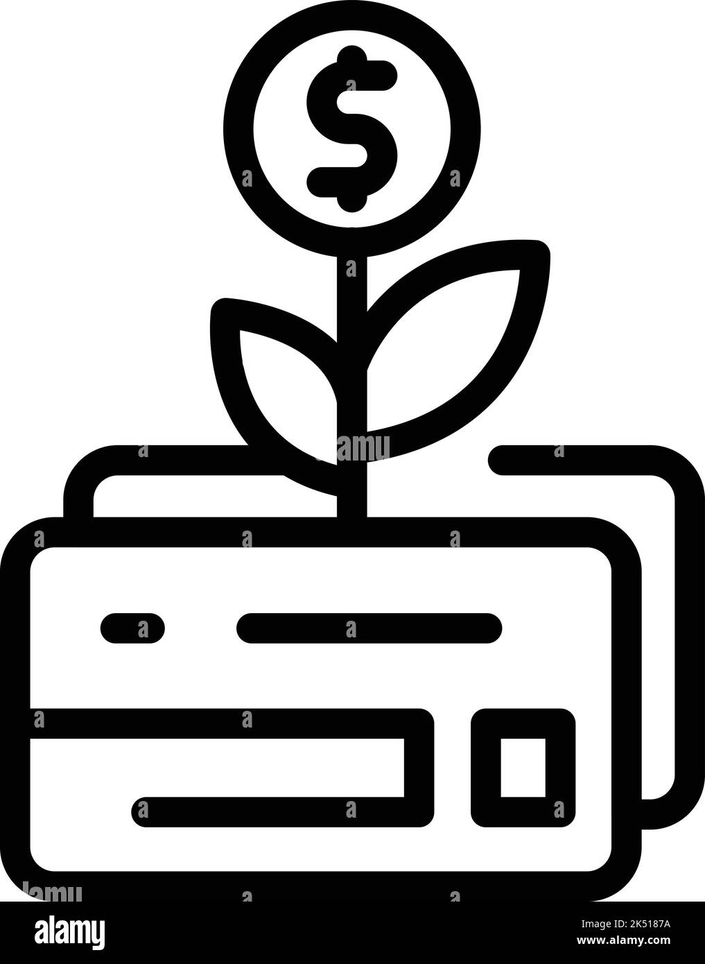 Card money grow icon outline vector. Payment phone. Online pay Stock ...