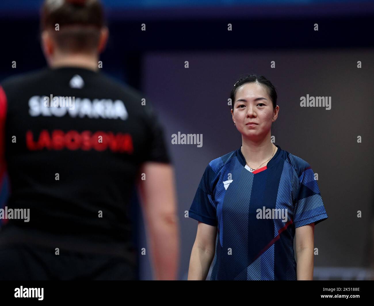 Chengdu, China's Sichuan Province. 5th Oct, 2022. Yuan Jia Nan of France looks on during the ...