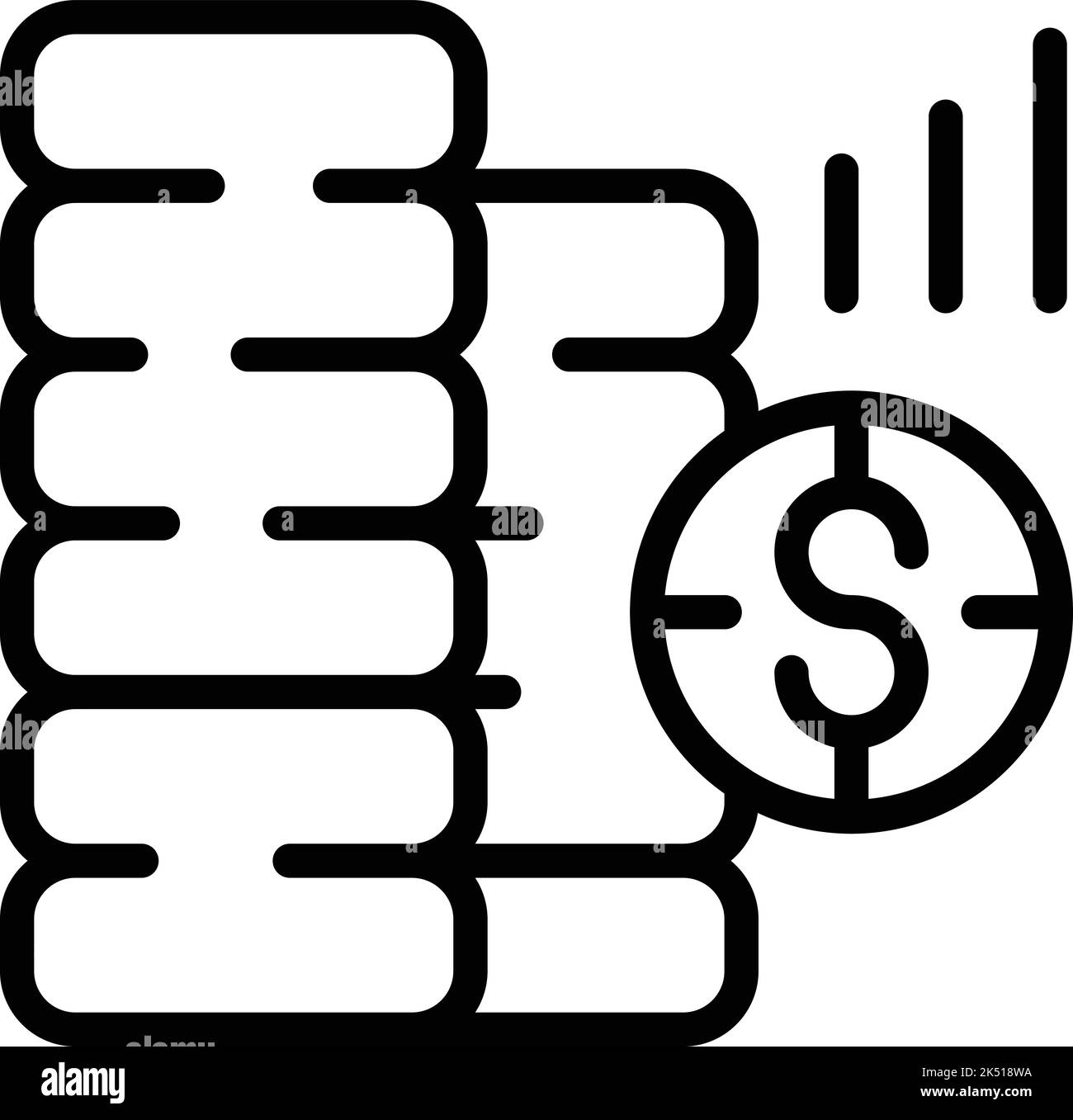 Coin stack icon outline vector. Revenue money. Stock capital Stock ...