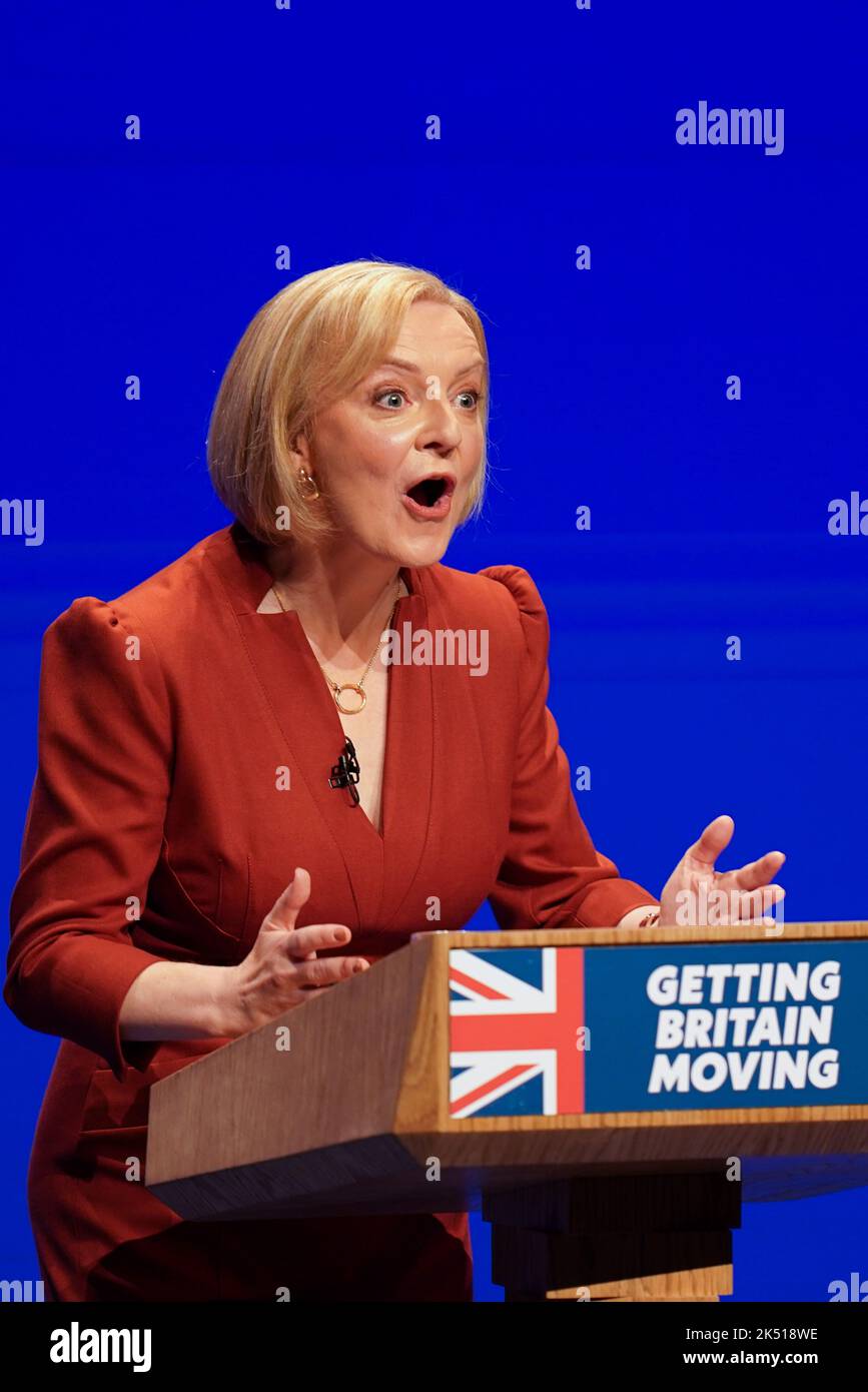 Prime Minister Liz Truss delivers her keynote speech at the ...