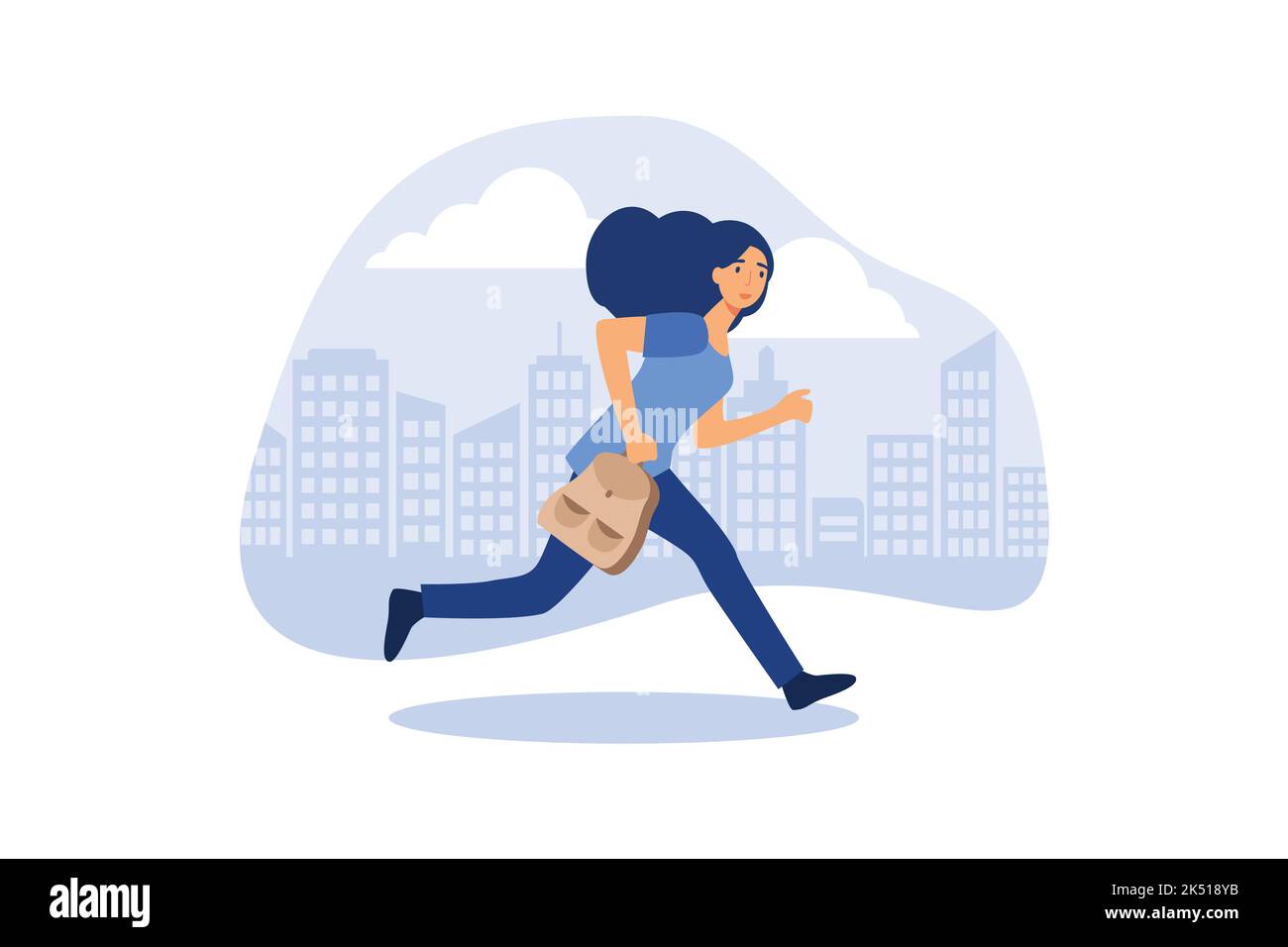 Cartoon illustration flying girl holding hi-res stock photography and ...