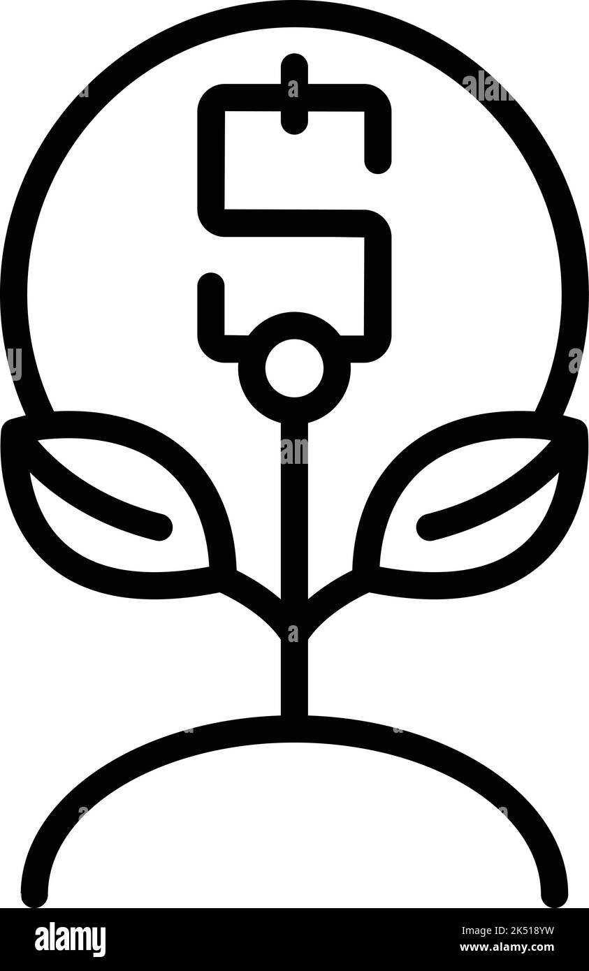 Money grow plant icon outline vector. Profit finance. Loan chart Stock ...