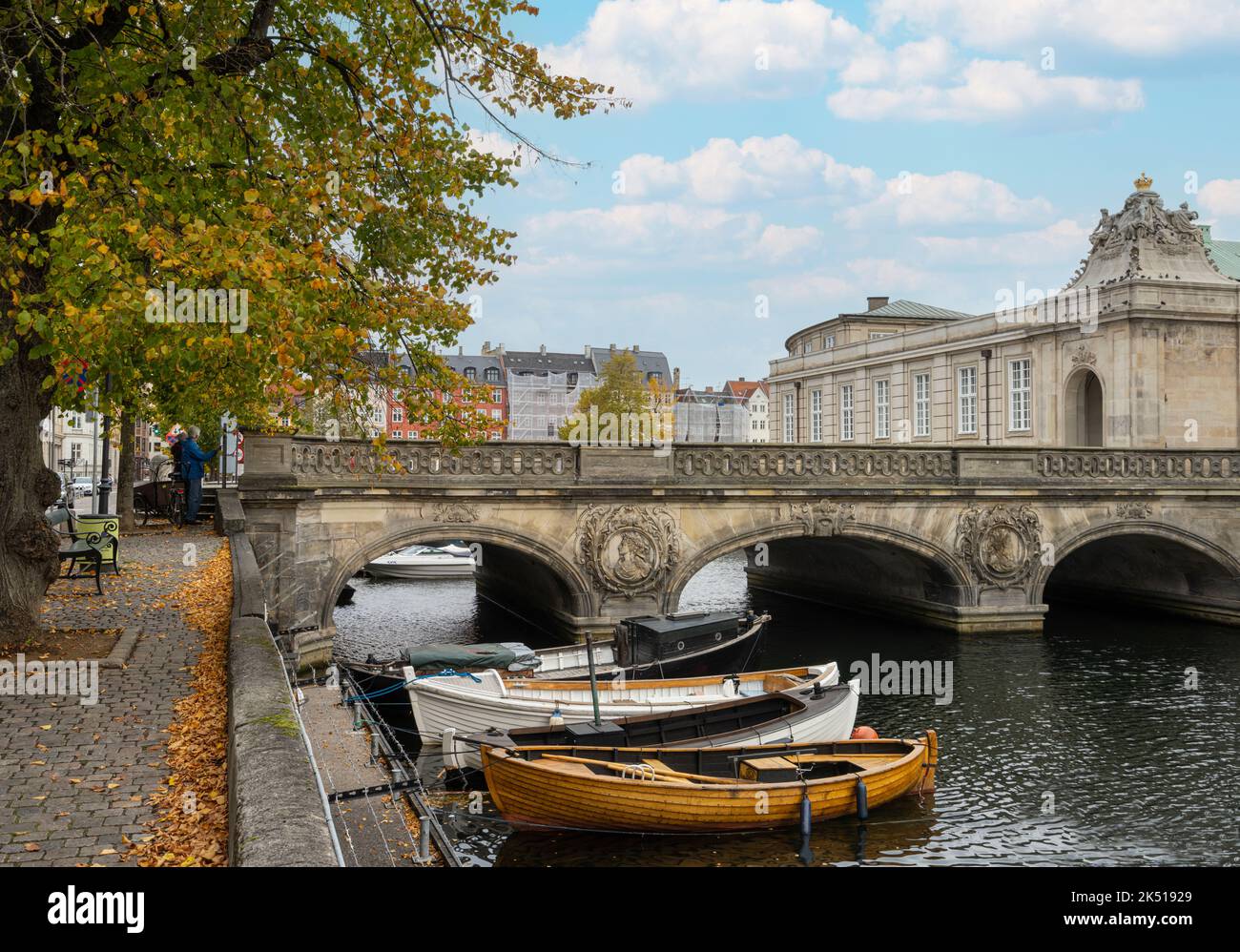 Copenhagen, Denmark. October 2022. view of the boats moored along the ...