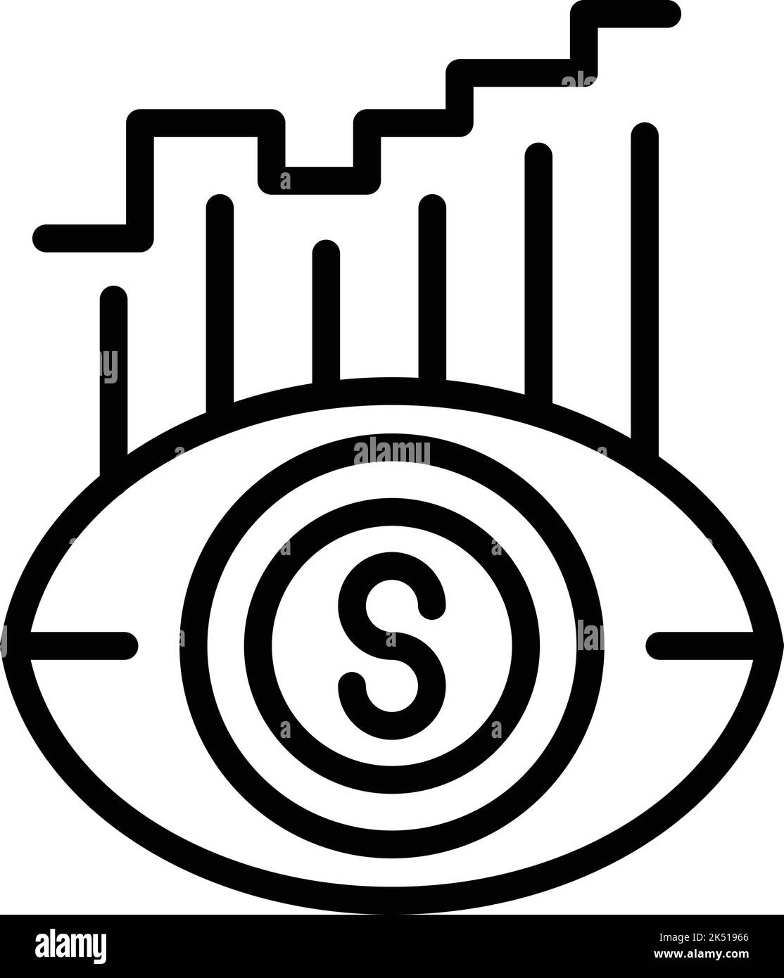 Revenue eye icon outline vector. Profit finance. Growth money Stock ...