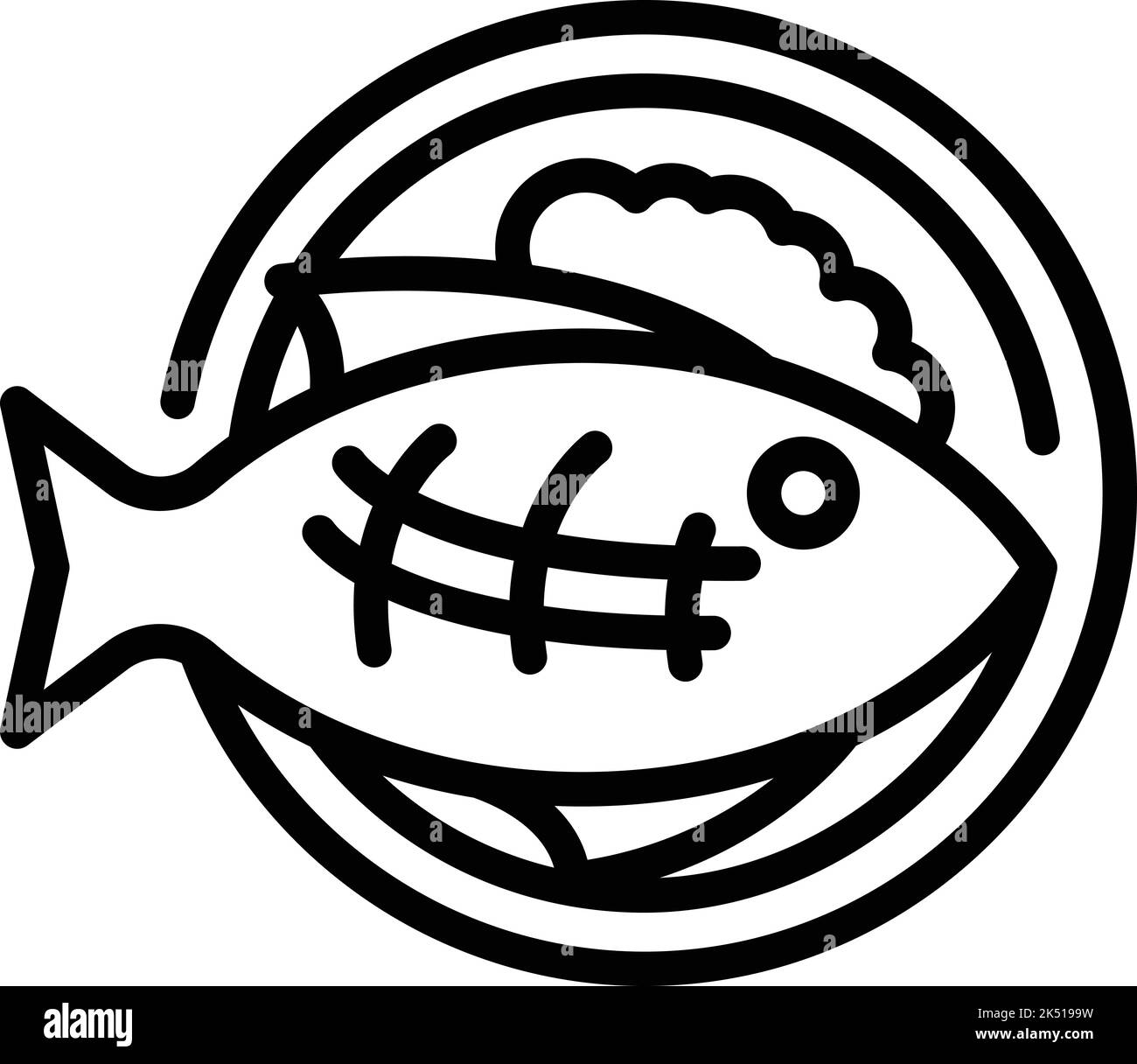 Fried fish icon outline vector. Food cuisine. Australian dish Stock ...