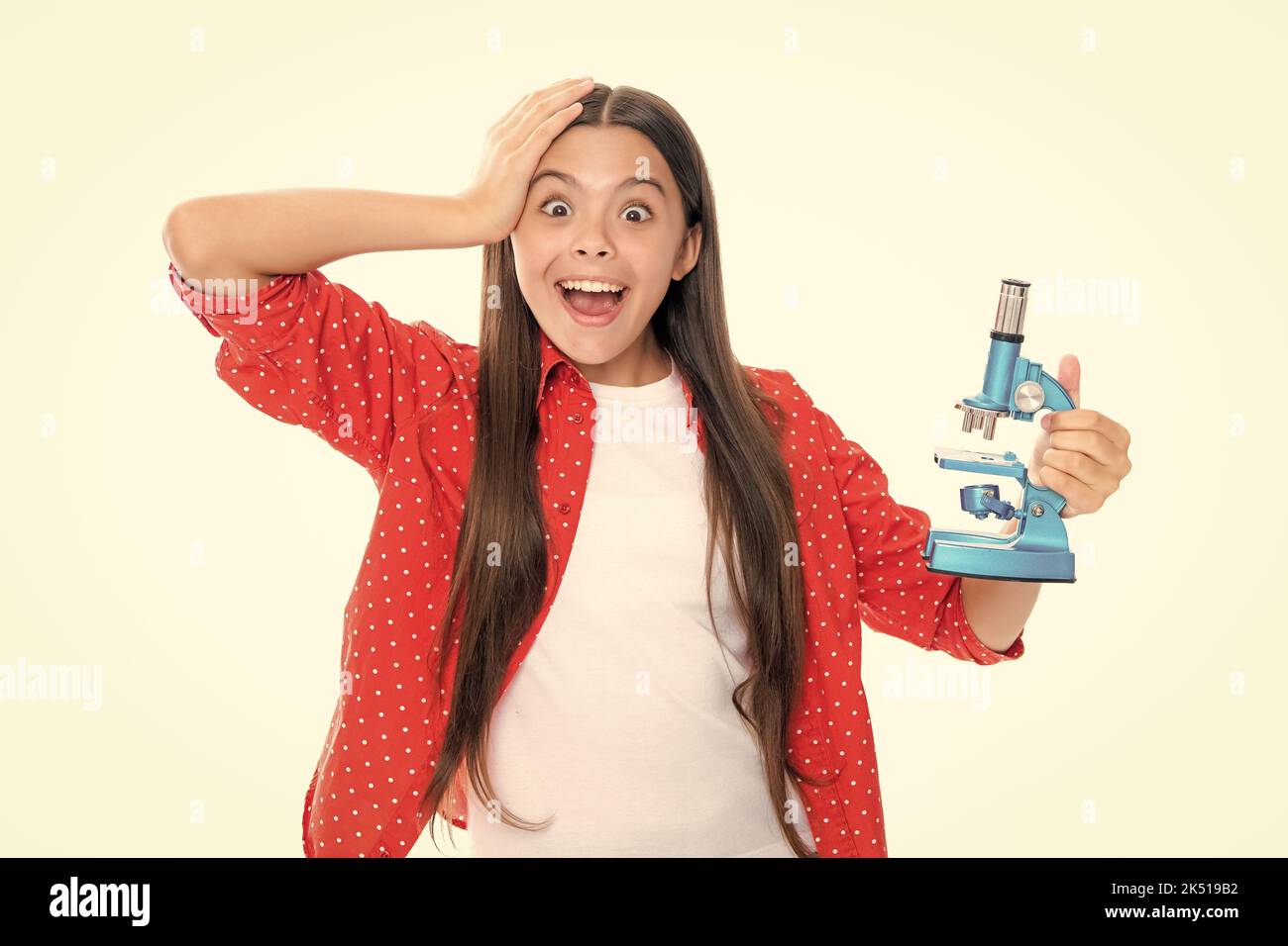 Portrait of emotional amazed excited teen schoolgirl. Teen school girl ...