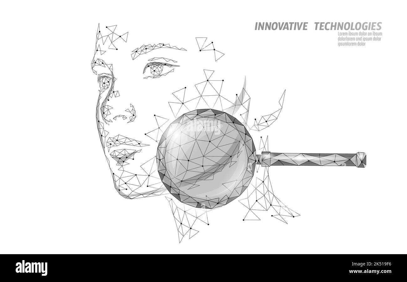 Low poly female human face laser skin treatment. Rejuvenation procedure ...