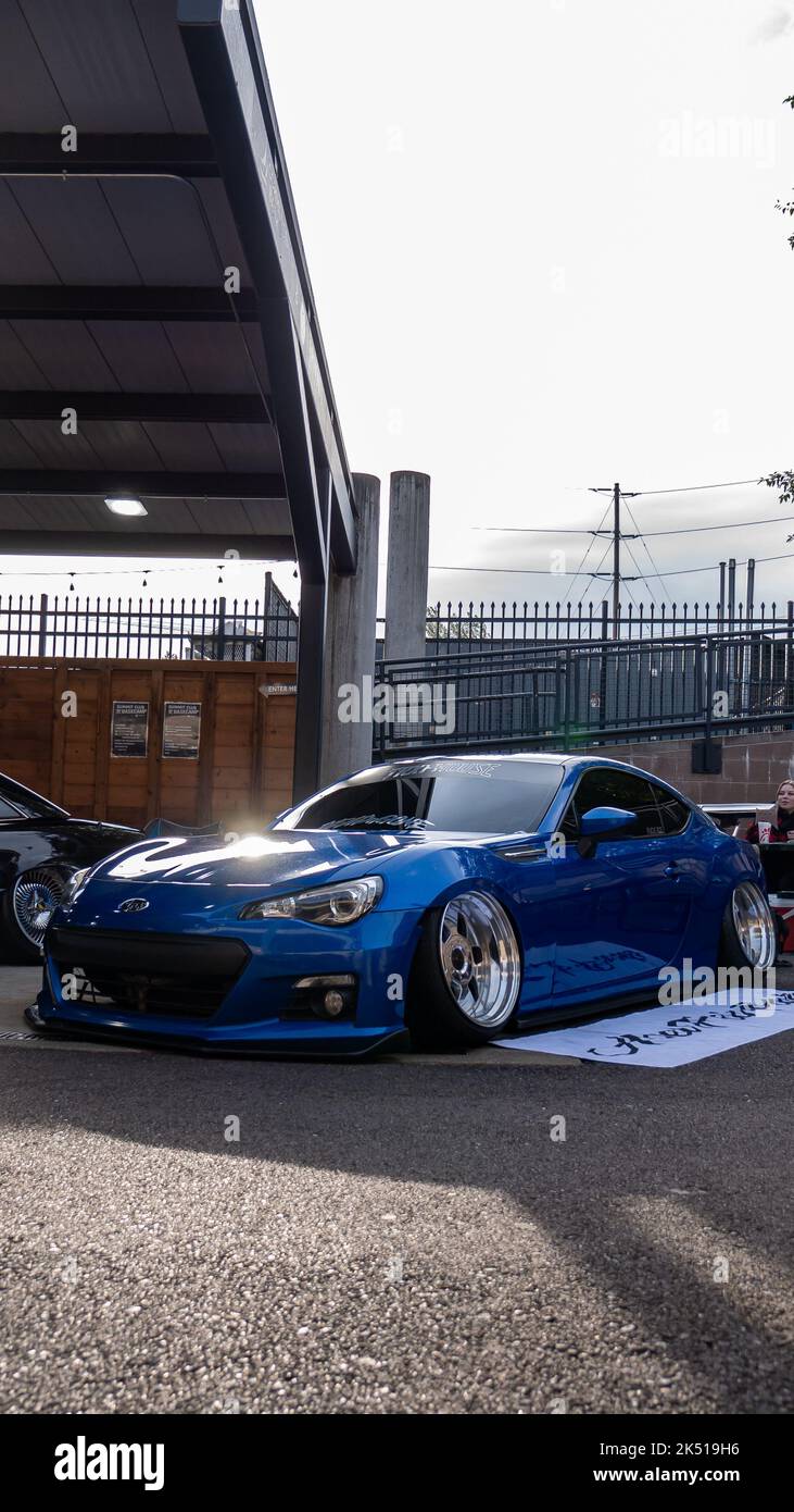A parked shiny blue Subaru BRZ car Stock Photo - Alamy