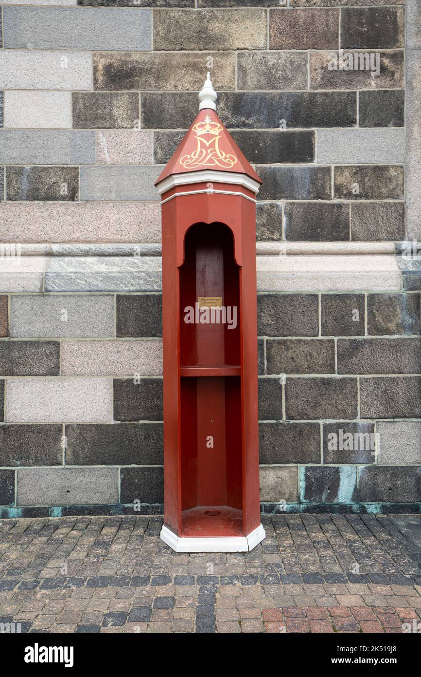 Copenhagen, Denmark. October 2022. the guard boxes on either side of ...