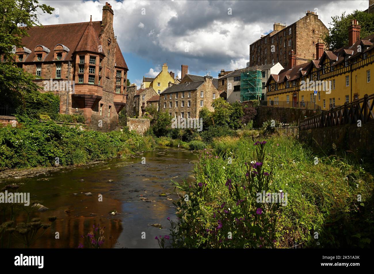 A view of the architecture along the banks of the water of Leith river ...