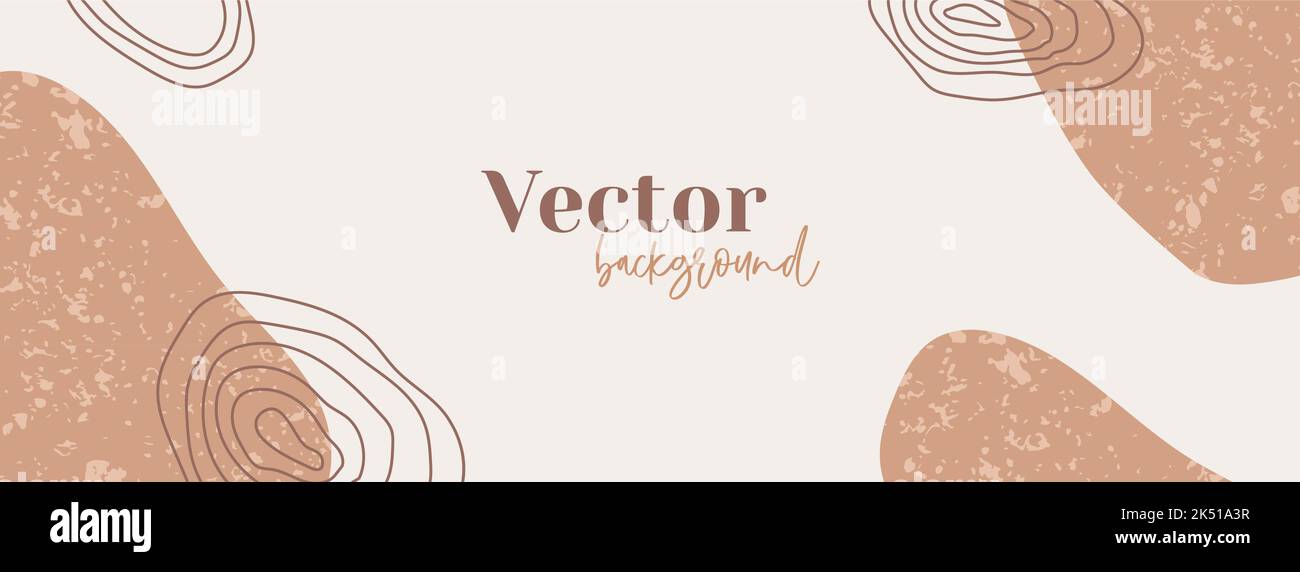 Minimal long vector banner in brown neutral colors. Abstract organic ...