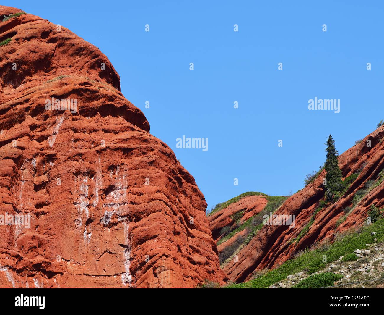 Unusual rock formations from red sandstone in canyon Seven bulls in ...