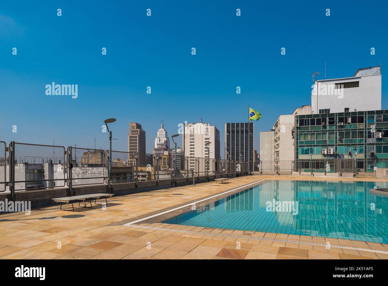 Pool on Rooftop on the Building in Sao Paulo With City Skyline View ...