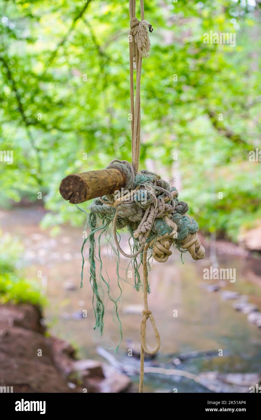 Rope swing over stream hi-res stock photography and images - Alamy