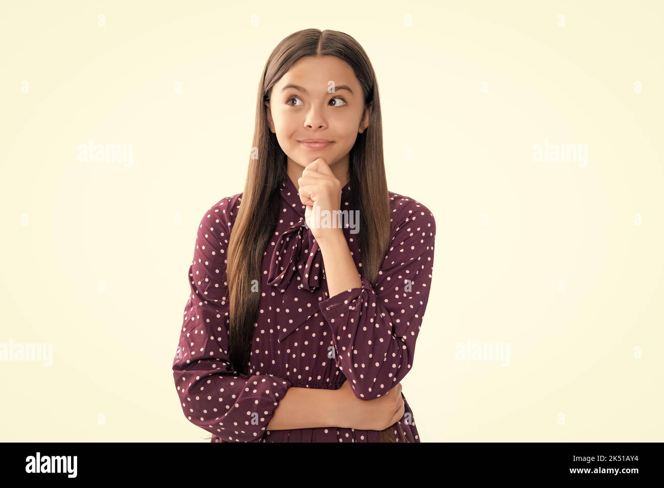 Thoughtful teenager child thinking, pensive child making idea. Kid ...