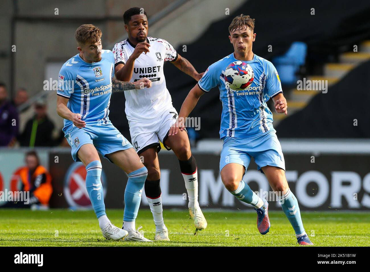 Coventry City's Josh Eccles, Coventry City's Callum Doyle and ...