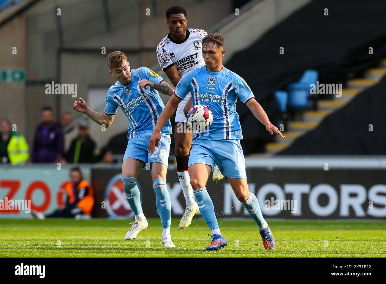Coventry City's Josh Eccles, Coventry City's Callum Doyle and ...