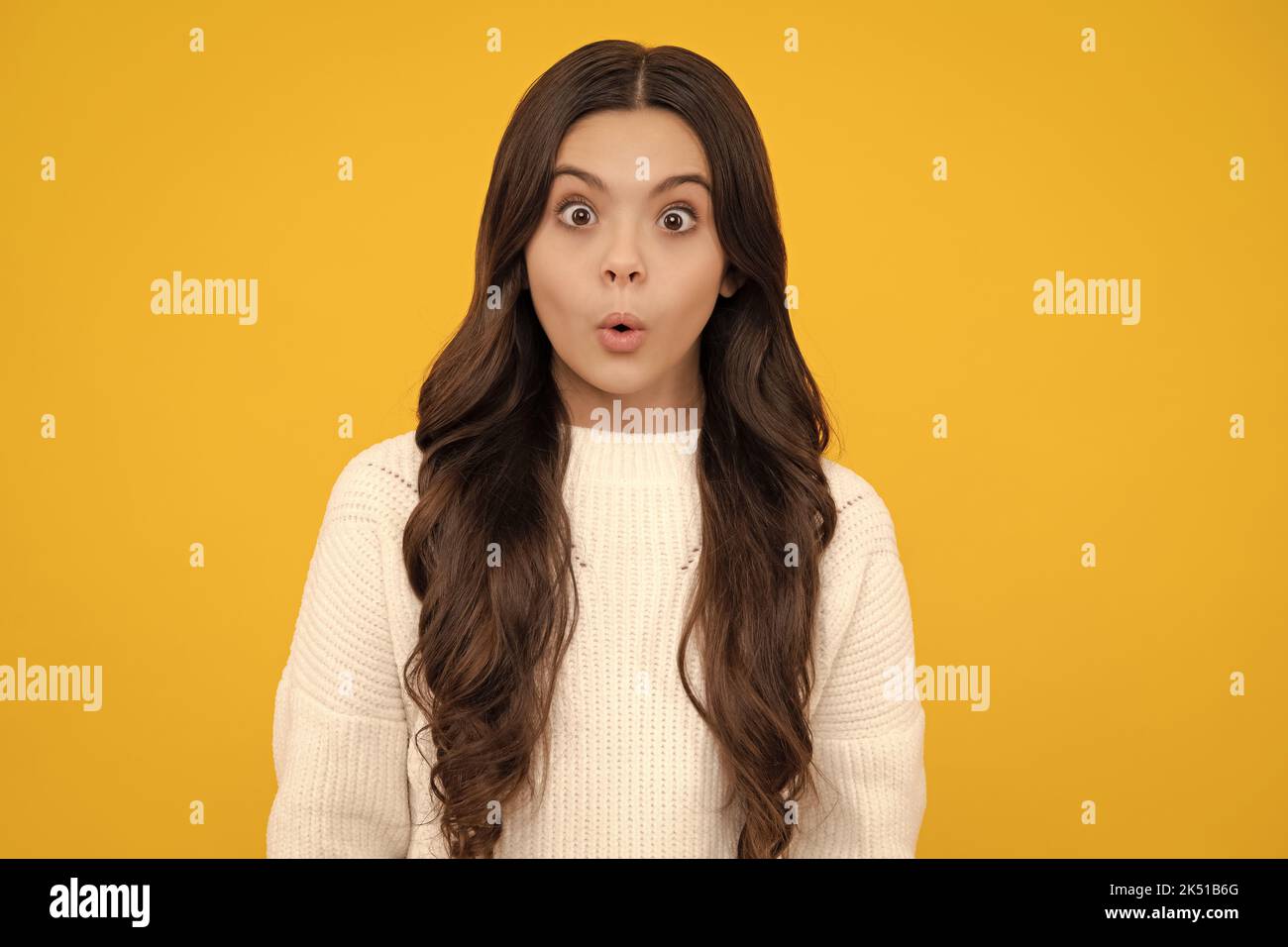 Surprised teenager girl. Teenager child girl with shocked facial ...