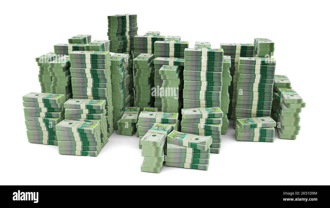 Big stack of Colombian peso notes. A lot of money isolated on white ...