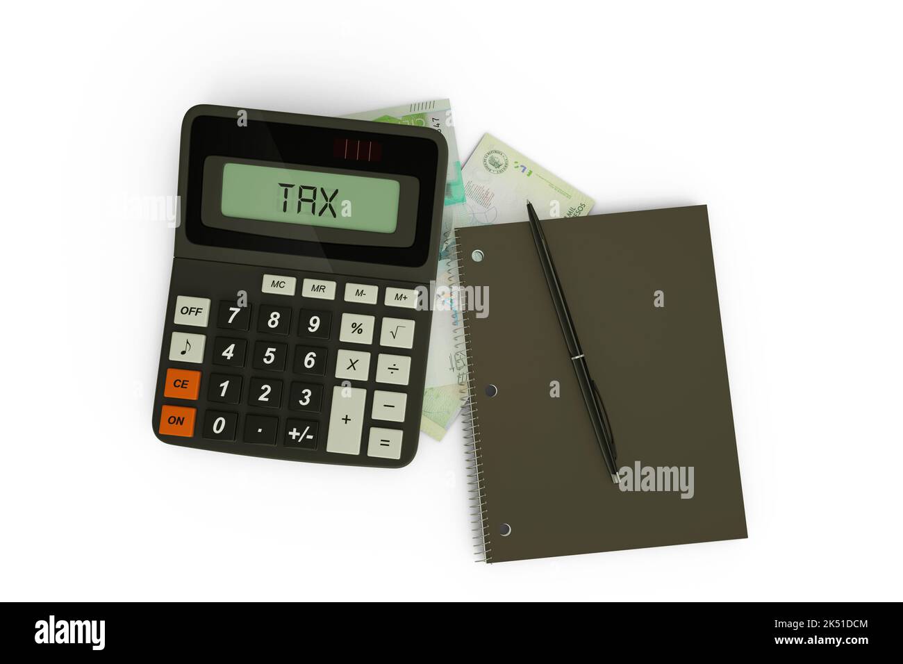 3D rendering of an isolated composition of Colombian Peso notes, a ...